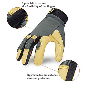 Intra-FIT General Work Gloves, Deerskin Construction Gloves,Soft, Improved Dexterity