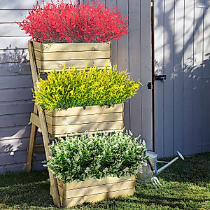 AITISOR 12 Bundles Artificial Lavender Flowers Outdoor Fake Flowers for Decoration UV Resistant No Fade Faux Plastic Plants Garden Porch Window Box Décor (Yellow)