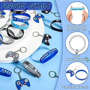 Shappy 36 Pieces Includes Video Game Bracelets Wristbands Gaming Party Bags with Drawstring Game Controller Keychains for Video Game Birthday Party Favors Supplies