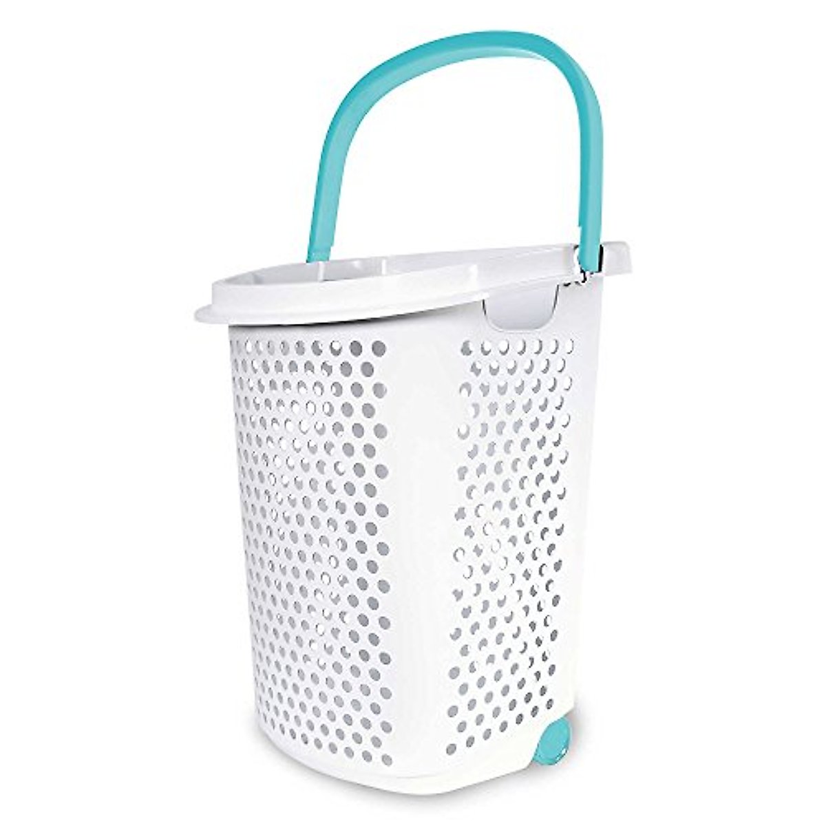 Home Logic 2.0-Bu. Rolling Laundry Hamper Container Bin Storage in White Features Pop-Up Handle, Hole Pattern for Ventilation, Built-in Wheels to Maneuver (1, 2.0-Bu.)