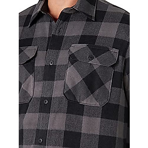 Wrangler Authentics Men's Long Sleeve Heavyweight Fleece Shirt Gray Buffalo Plaid Medium