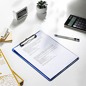 Deli Plastic Clipboard, Clip Board with Low Profile Clip, Standard A4 Letter Size Clipboards for Nurses, Students, Office and Women, Blue, 2 Pack