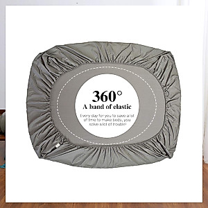 NHNHN Fitted Sheet-Deep Pockets-Soft Microfiber-Easy Care-Shrinkage and Fade Resistant-Fitted Sheets Full Size for Girl Woman Teens Kids-Only 1 Fitted Sheet(Full,Light Grey)