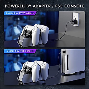 TESSGO PS 5 Dual Controller Charging Station with LED Indicators, PS 5 Charger with Fast Charging USB Cable