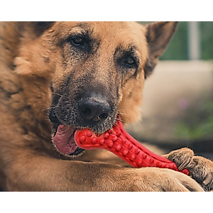 German Shepherd Dog Chew Toys for Aggressive Chewers,Indestructible Beef Flavored Tough Durable Dog Bone Toy Natural Rubber Teeth Cleaning Chews for Large/Medium Dogs