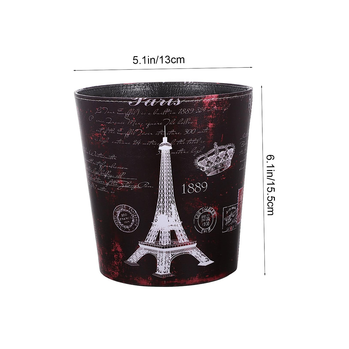 WHAMVOX Garbage Can Waste Paper Basket Metal Trash Can with Lid Decorative Trash Can Rubbish Bin 13 Gallon Trash Can Out The Office Decor Household Trash Can Eiffel Tower Desk Leather