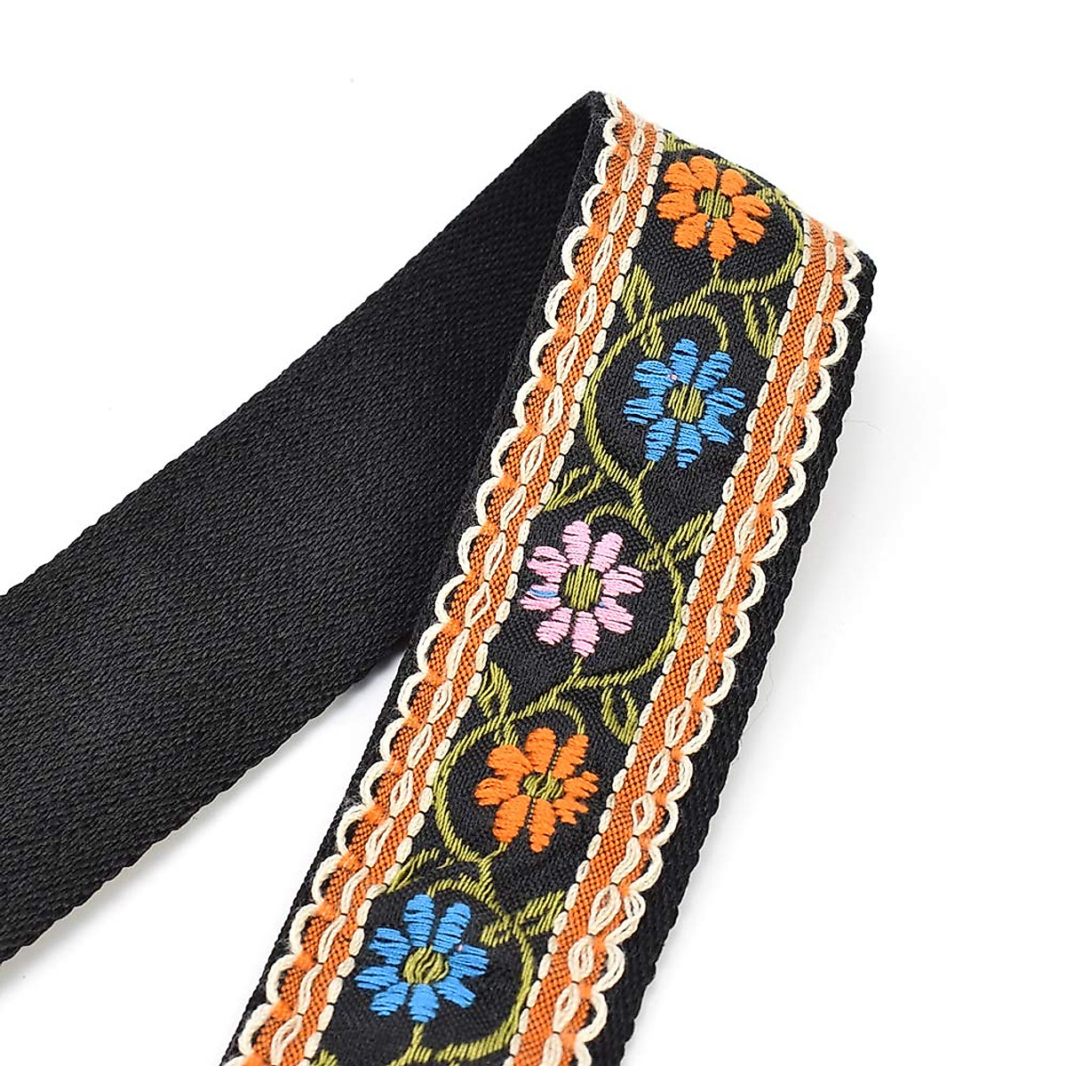 CLOUDMUSIC Tenor Concert Soprano Baritone Ukulele Strap Coloful Hawaii Floral Jacquard For Adult Size And Kids(Blue Orange Pink Flowers)
