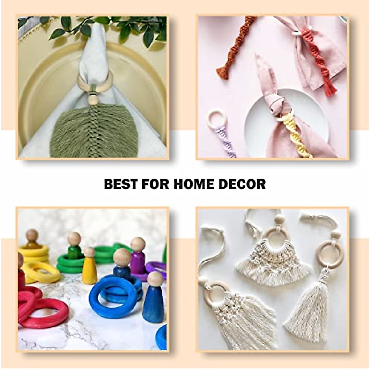 WUUDAR 20Pcs Wooden Rings for Crafts, 55mm - Smooth Unfinished Macrame Rings – Durable & Lightweight Wood Rings for Jewelry, DIY Making, Crafts & Home Decor