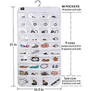 BB Brotrade Hanging Jewelry Organizer,Accessories Organizer,80 Pocket Organizer for Holding Jewelries