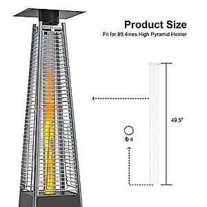 KEESHA Glass Tube for Patio Heater Replacement Quartz Glass Tube Compatible with Pyramid 4 Sides Patio and Outdoor Heater - 49.5" Tall 4" Diameter