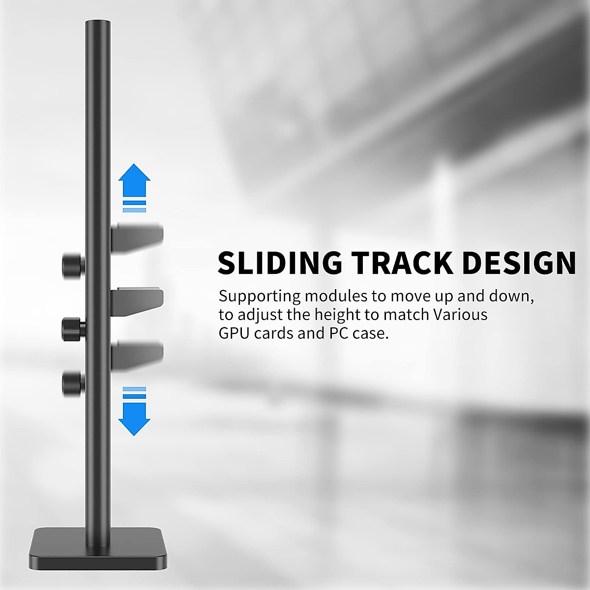 upHere Graphics Card GPU Brace Support Video Card Sag Holder/Holster Bracket, Anodized Aerospace Aluminum Black,Adjustable Height Support,GH02BK