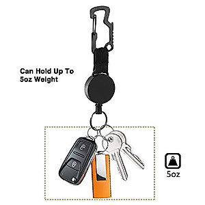 DELSWIN Retractable Key Chain Key-Rings - Heavy Duty Key Holder Belt Clip with Multitool Carabiner, Keychain Lanyard Badge Reels (Pack of 3)