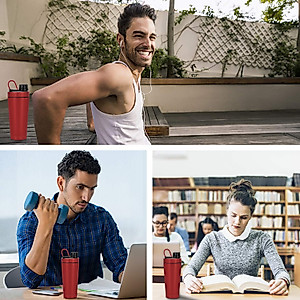 Homiguar Shaker Bottle, Stainless Steel Insulated Protein Shaker Bottle, Keeps Cold/Hot, Double Walled Shaker, Screw-top, Leak Proof, BPA Free, 20-Ounce - Green