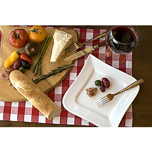 Fortessa Lucca Faceted 18/10 Stainless Steel Flatware Salad/Dessert Fork, Set of 12