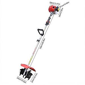 CheriMuMu Cordless Tiller Cultivator, 42.7CC 2-Stroke Gas Powered Tiller Cultivator Handheld Garden Air Cooled Gas Powered Engine Tiller, Cultivator Tilling Tool for Yard Garden Farm