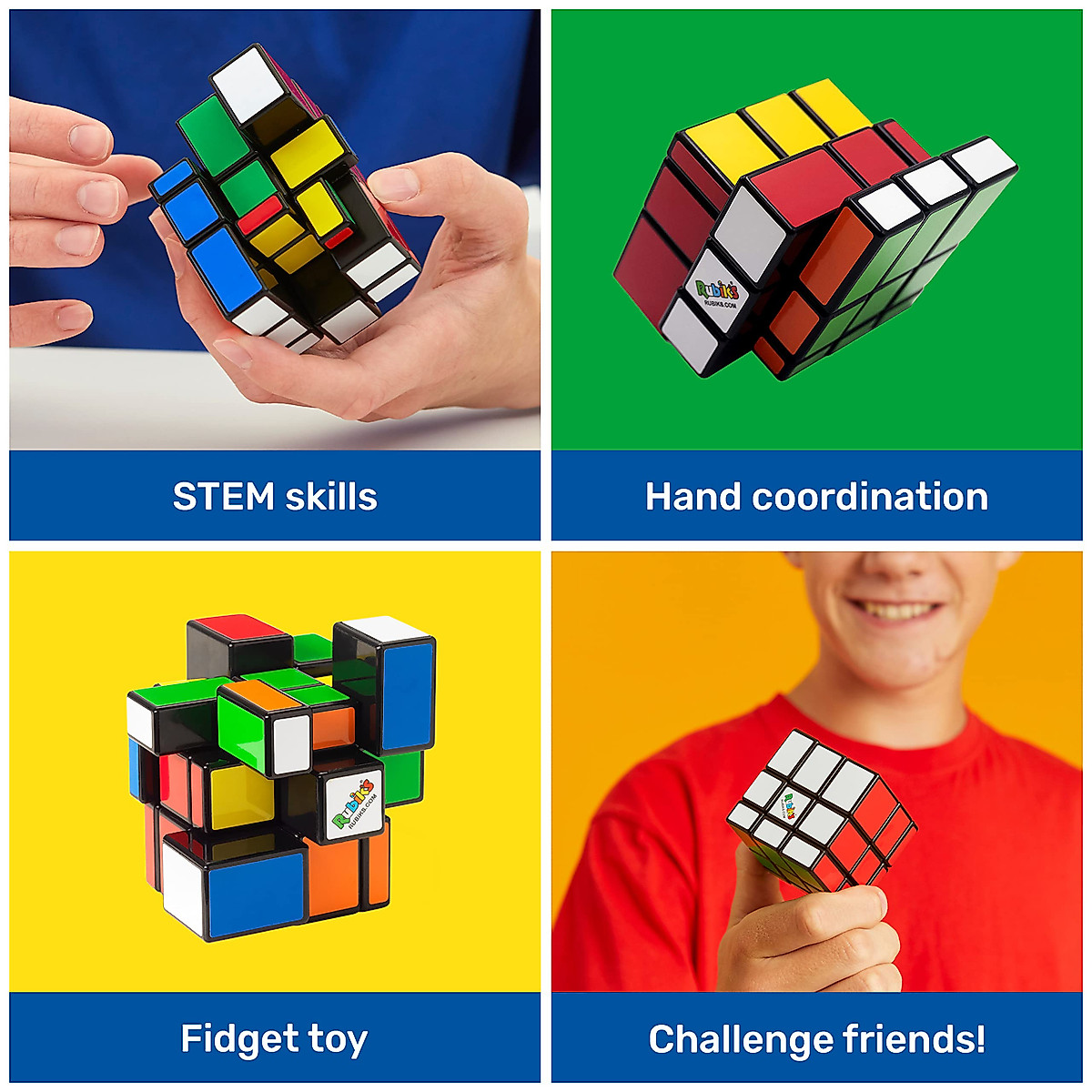 Rubik's Blocks, Original 3x3 Cube with a Twist Challenging Problem-Solving Puzzle Retro Brain Teaser Fidget Toy, for Adults & Kids Ages 8 and up