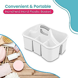 Lavo Home Bath Caddie White - Totes with Divided Compartments and Handles for Organizing, Storing & Carrying Cleaning Supplies and Bathroom Accessories (Large Cleaning Caddy)