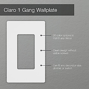 Lutron Claro 1 Gang Decorator/Rocker Wallplate, Gloss, White (1-Pack) | CW-1-WH