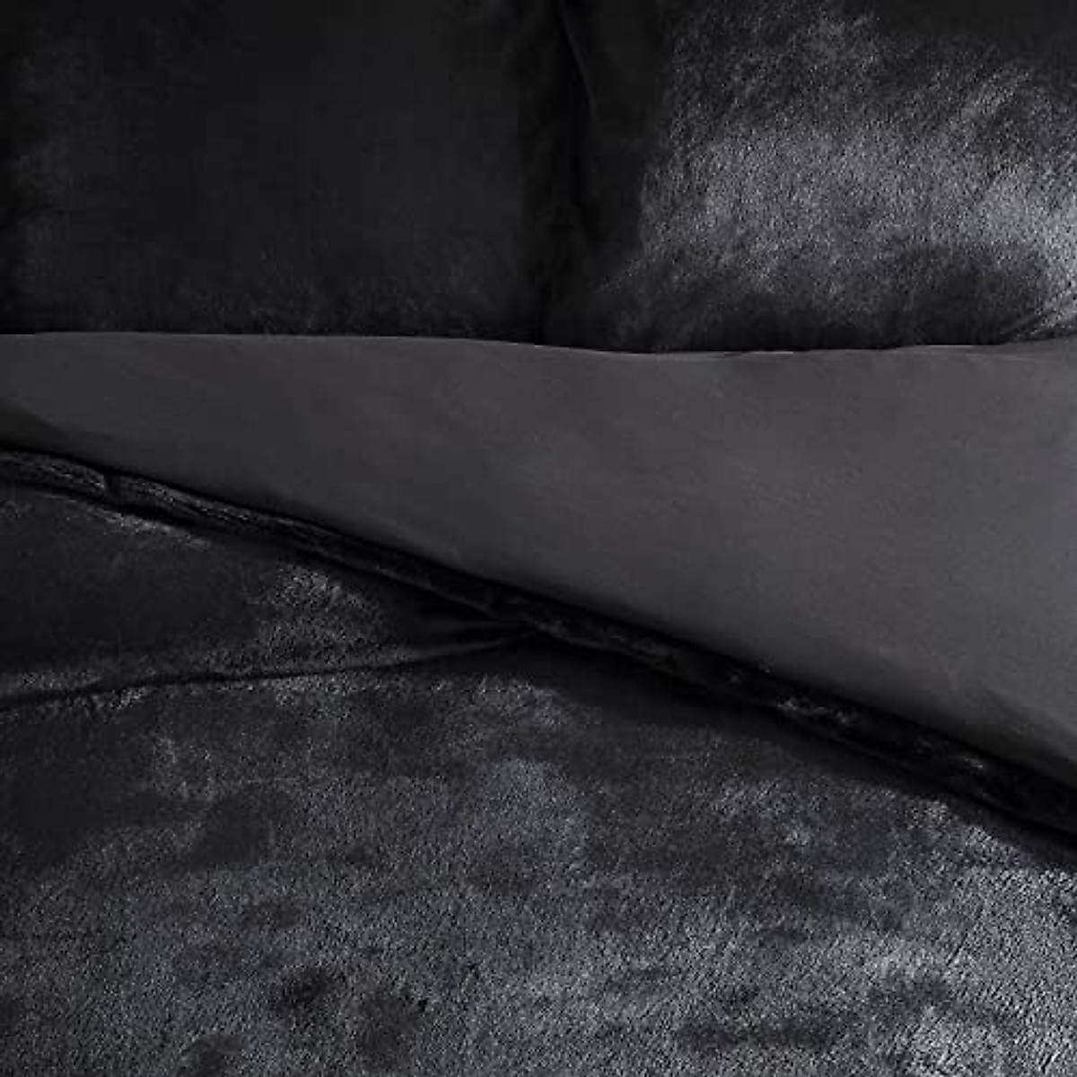 City Scene- Queen Duvet Cover Set, Faux Fur Bedding Set, Ultra Cozy Home Decor (Solid Black, Queen)