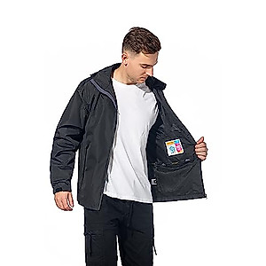CorBuyit Men's Lightweight Waterproof Rain Jacket with Hood, Breathable Outdoor Coat for Work or Hiking