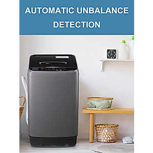 KRIB BLING Full-Automatic Washing Machine 17.7 lbs Small Compact Portable 10 Wash Program & 8 Water Level Compact Washer with LED Display Ideal for Apartments, RV, Camping, Grey