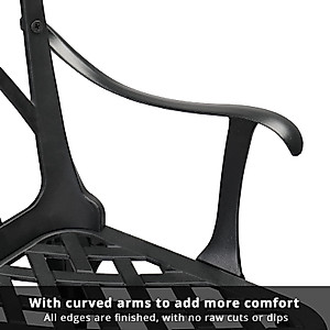 Outvita Outdoor Cast Aluminium Bench, 38" Garden Bench Anti-Rust Weather Resistant Patio Bench Orchid Pattern Bench for Front Porch, Backyard, Lawn