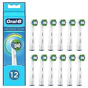 Oral-B Precision Clean Replacement Toothbrush Head with CleanMaximiser Technology, Pack of 12 Counts