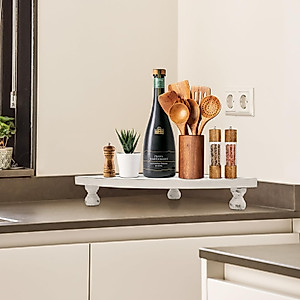 Corner Counter Wood Shelf, Rustic Pedestal Stand, Farmhouse Corner Shelves Stand, Tray Riser for Coffee Bar, Bathroom Countertop Organizer Corner, Centerpiece Display Riser for Kitchen, Bathroom