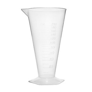 EISCO Conical Measure, 200ml - Polypropylene Plastic, Translucent - Pouring Spout - 10ml Raised Graduations - Hexagonal Base