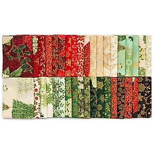 Holiday Flourish Snow Flower Gold 38 Fat Quarters Robert Kaufman Fabrics FQ-2017-38