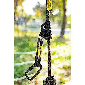 SENFU Hunting Safety Linemans Rope 10ft with Prusik Knot and Single Carabiner for Hunter Climbing Tree Stand Hanging Ladder Stand or Bow Lifeline,Fall Protection When Hunting on Stands