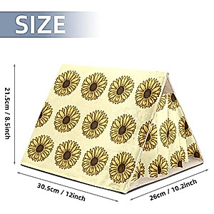 Guinea Pig House Bed, Rabbit Large Hideout, Small Animals Nest Hamster Cage Habitats Vintage Sunflowers Yellow