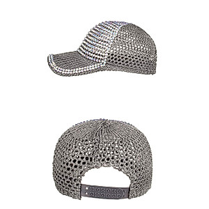 Women Men Studded Rhinestone Crystals Adjustable Ponytail Mesh Baseball Cap Shiny Bling Casual Sports Cap Breathable Sun Hat