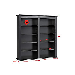 Prepac Double Wall Mounted Storage, Black