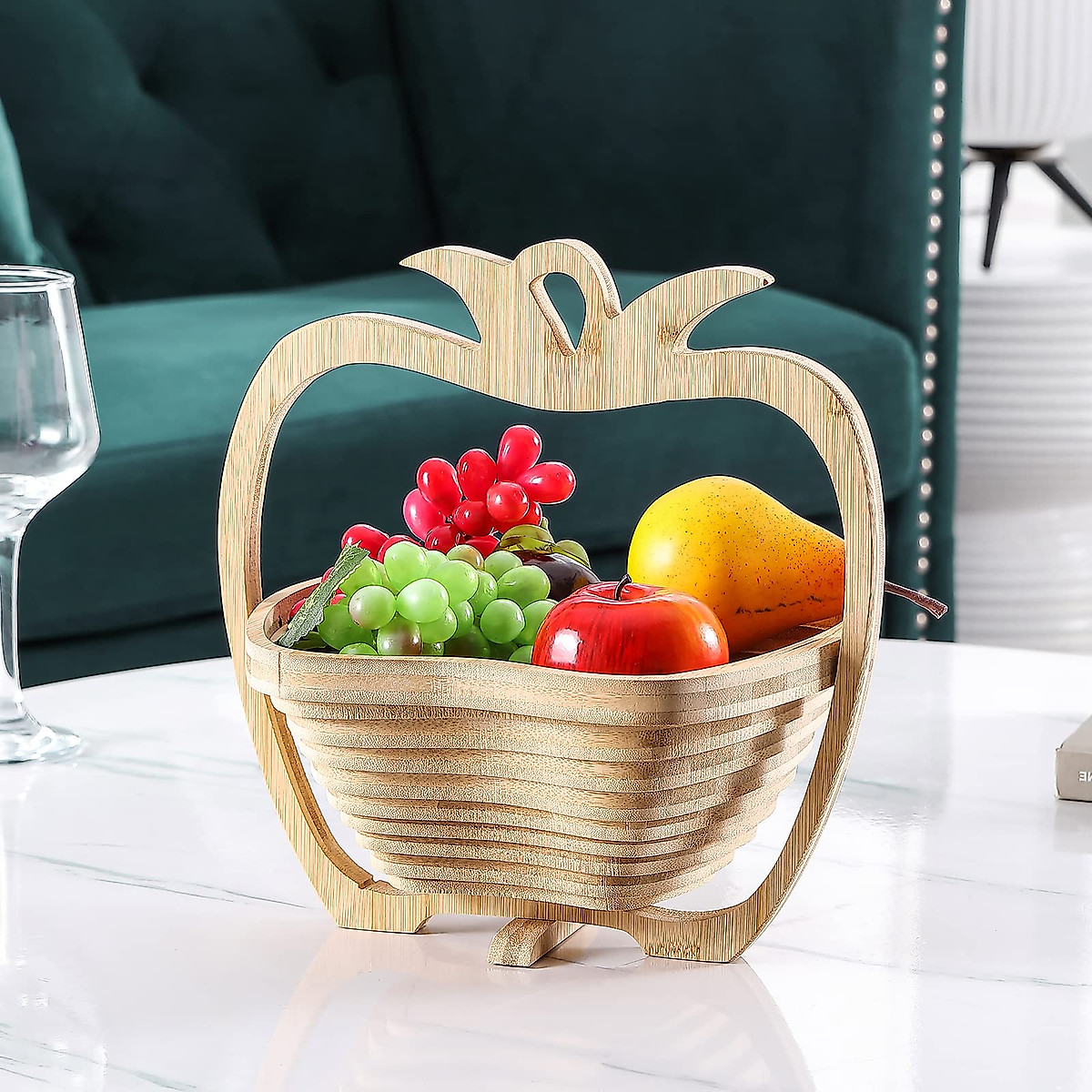 ZJX0769 Pineapple Fruit Foldable Basket in Healthy & Reusable Wooden Tray Gourmet Fruit Box Best Gift for Holiday Kitchen Party