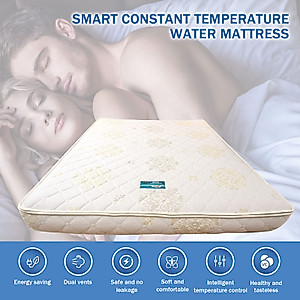 Waterbed Free Flow Full Wave Mattress - Softside Water Bed Mattress Heater Thermostat Waterbed Set Easy to Use Suitable for Home (King, Free Flow Full Wave)