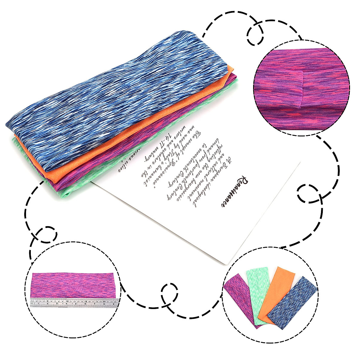 CÉLLOT 12 Colors Sweat Headbands Breathable Athletic Sweatbands Yoga Sports Headbands for Girls and Boys Soft Moisture Wicking Elastic Hairband for Girls and Teenagers Adults