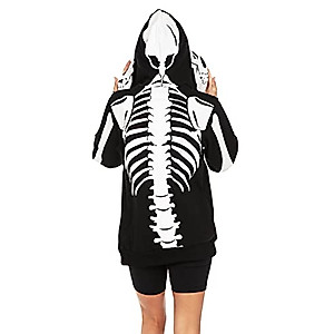 Tipsy Elves Casual Skeleton Hoodie Black White Halloween Costume Size Medium
