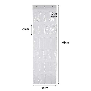 Yowein Crystal Clear Over The Door Hanging Shoe Organizer, Gray Back Door Shoe Foldable Storage Bag Wall-Mounted Non-Woven Shoes Transparent Travel Bifold Door (A - 24 pockets)