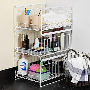 PINNIYOU Storage Organizer, Stainless Steel Free Combination Detachable Multifunctional for Kitchen, Closet, Desk Storage (2 Layers)