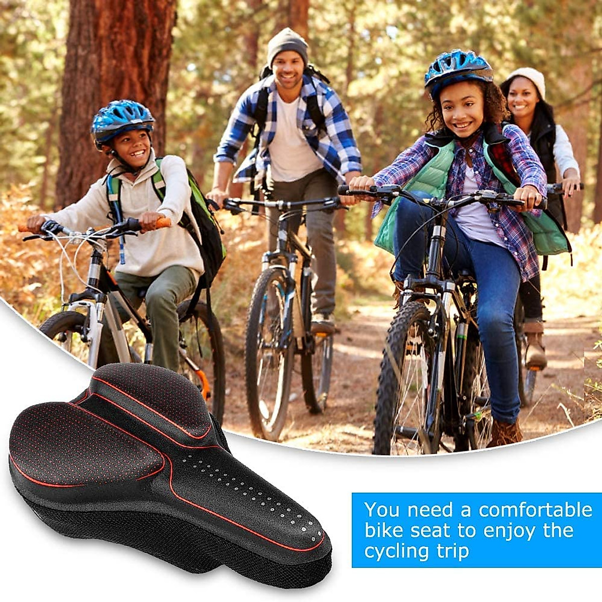 Gel Bike Seat Cover Soft Bicycle Saddle Pad Breathable Cushion Cover Gel Seat for Mountain Road Bike Exercise Bike Outdoor Cycling Yellow (Color-red)