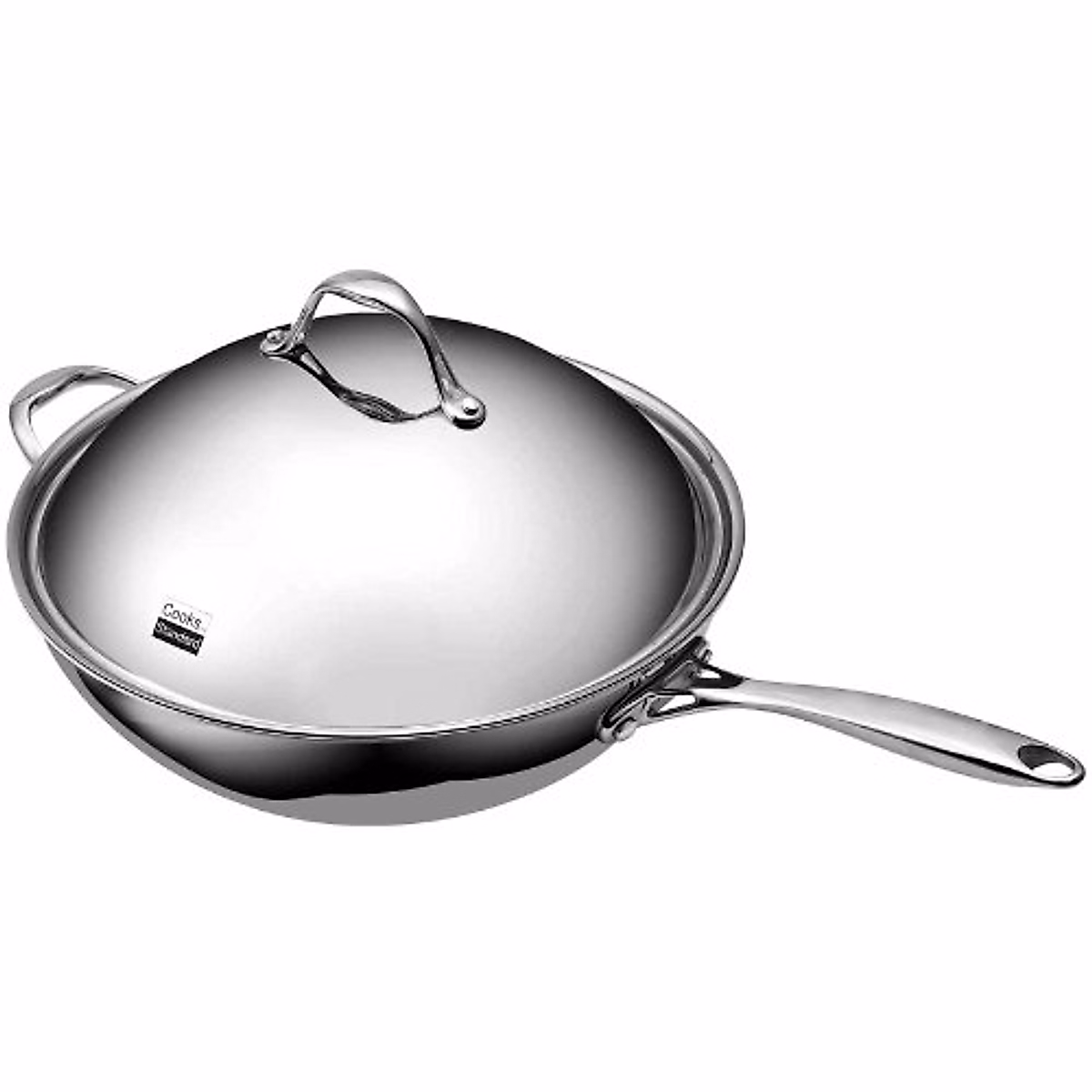 Cooks Standard Wok Multi-Ply Clad Stir Fry Pan, 13" with High Dome lid, Silver