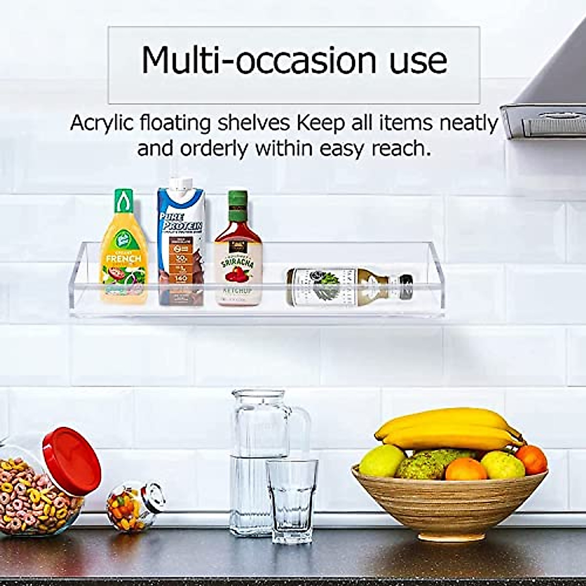 2 Pack Acrylic Bathroom Shelf with Hooks Clear Shower Shelf Wall Mounted No Drilling Thick Clear Storage Transparent Wall Mounted Display Shelving No Drilling Thick Storage Display Shelves15L*4W*2H