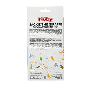 Nuby Jackie The Giraffe Natural Rubber Baby Teether - 3+ Months - Baby Teething Toy