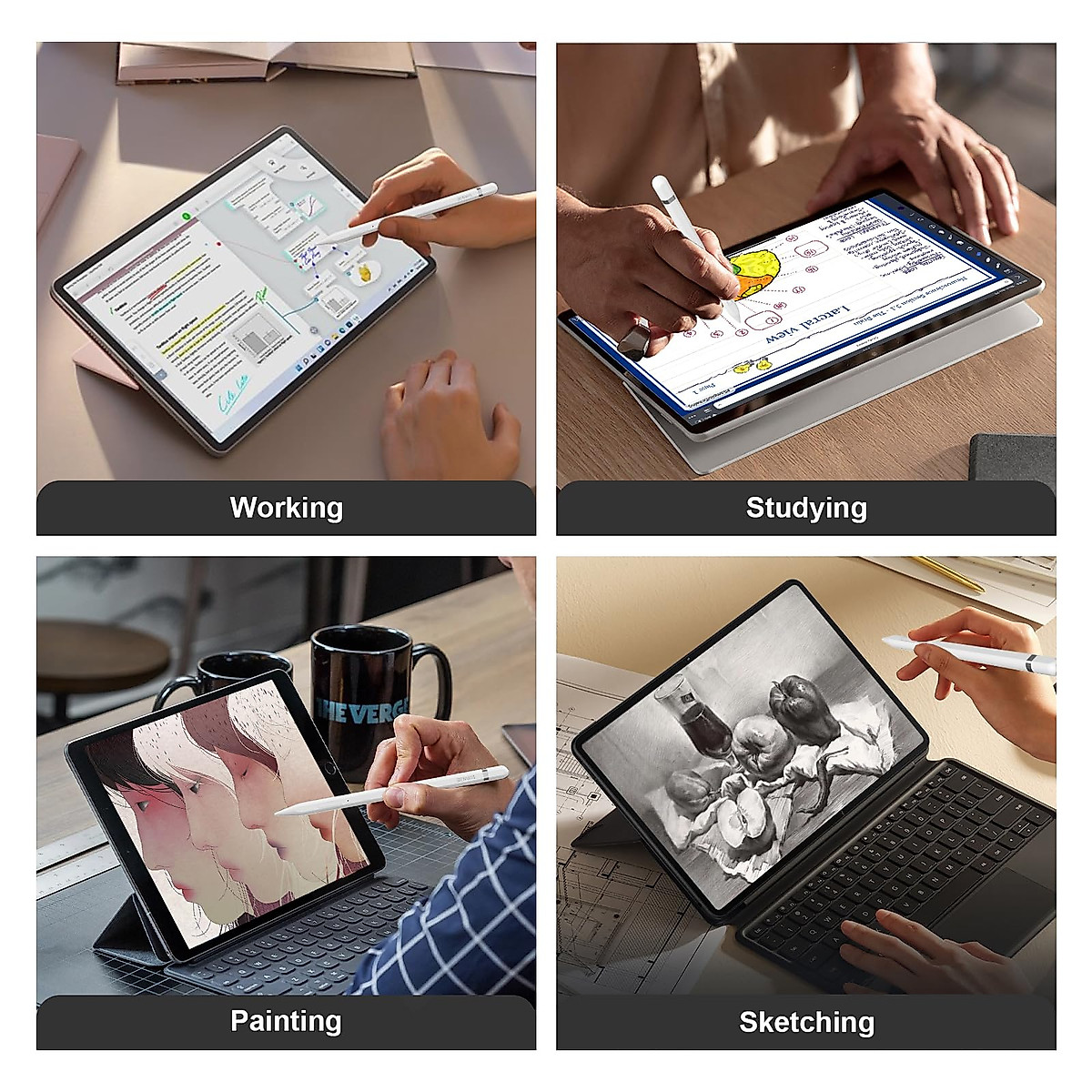 Shortcut Smart Button Stylus Pen for iPad Apple Pencil 1st 2nd Generation,BENWIS Pro 3X Fast Charge Apple Pencil Work for 2018-2023 iPad 6/7/8/9/10, iPad Mini 5/6, iPad Air 3/4/5, iPad Pro 11"/12.9"