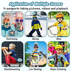 Agoigo Kids Waterproof Camera Toys for 3-12 Year Old Boys Girls Christmas Birthday Gifts Underwater Sports HD Children Digital Action Camera 2 Inch Screen with 32GB Card (Blue)