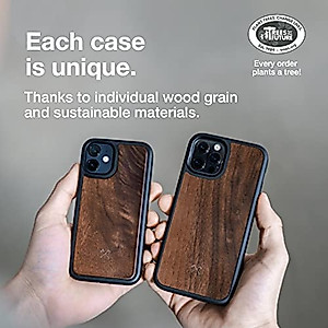 Woodcessories - Magnetic Bumper Case Compatible with iPhone 12 Pro Max case with Magnet, Made of Wood, Walnut
