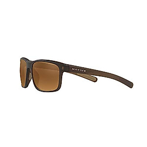 Native Eyewear Wells Polarized Rectangular Sunglasses, Matte Brown Crystal/Bronze Reflex, 58 mm