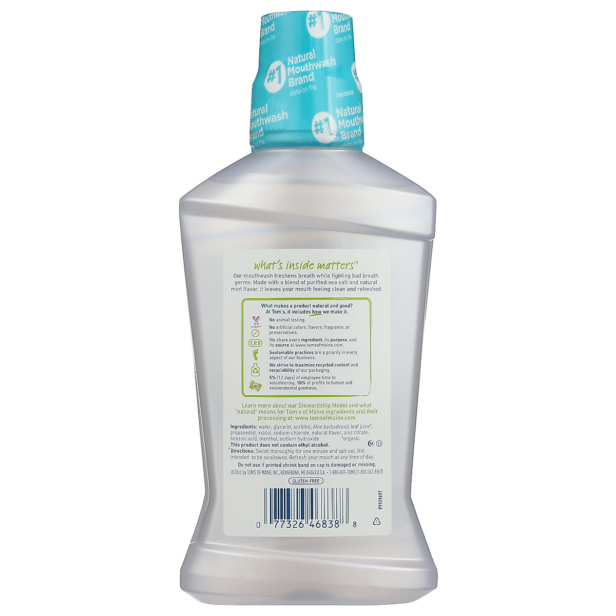 Tom's of Maine, Alcohol Free Sea Salt Natural Mouthwash - Refreshing Mint, 16 Ounce