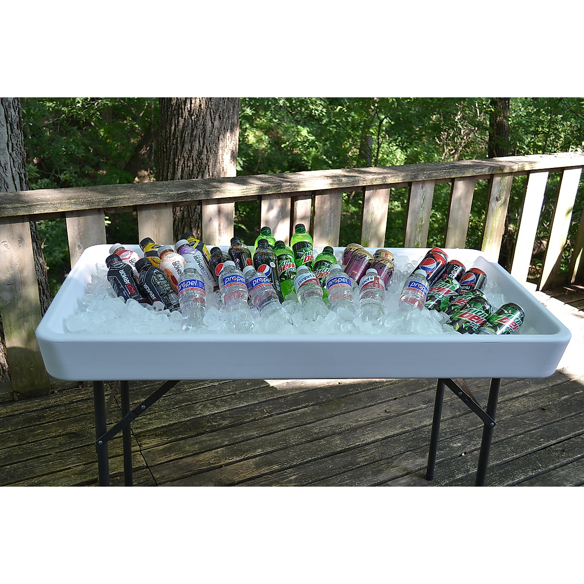 Old Cedar Outfitters Fill and Chill Ice Cooler Folding Table with Large Sink and Drain for Cleaning Fish and Game and Keeping Fish and Food Cold for Parties, Camping and Cleaning